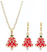 Amazon.com: Sixexey Christmas Jewelry Set Tree Pendant Necklace X mas ...