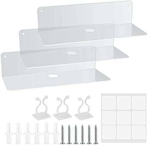 Acrylic Floating Wall Shelves Set of 4, Mini Self Adhesive Wall Shelf ...