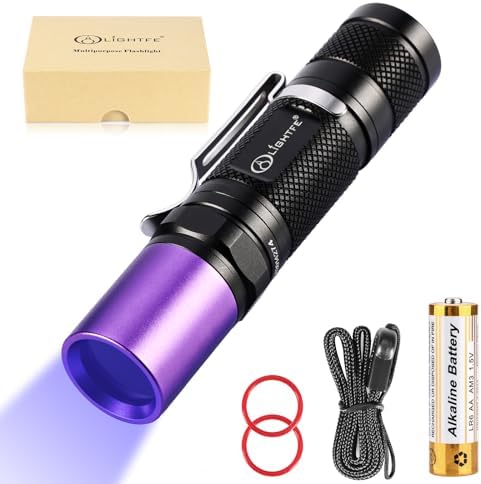 LIGHTFE UV301D Blacklight 365nm UV Flashlight with high-Power UV LED Light Source, Black Filter ...