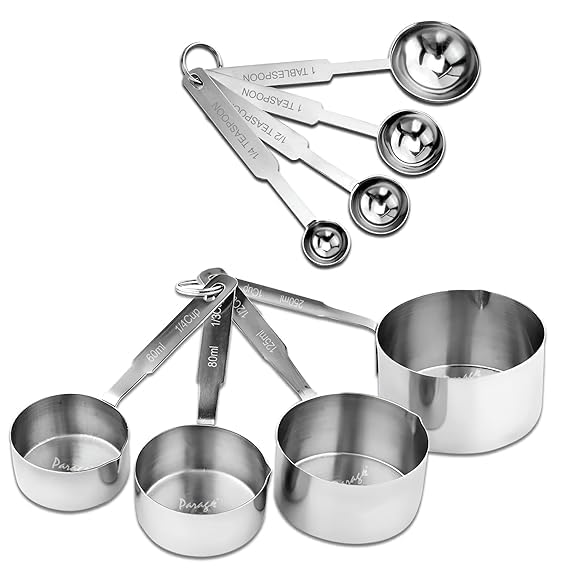 Stainless Steel Measuring Cups & Spoon Combo for Dry or Liquid/Kitchen ...