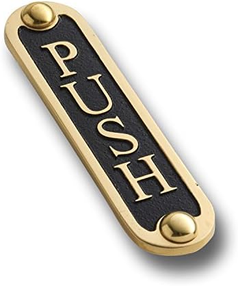 Amazon.com : PUSH Brass Door Sign. Traditional Style Home Décor Wall ...