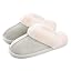 Misolin Women Men Slipper Memory Foam Fluffy Slip-on House Suede Fur ...