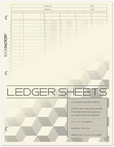 Amazon.com : BookFactory Ledger Sheets / 4 Column Accounting Ledger ...