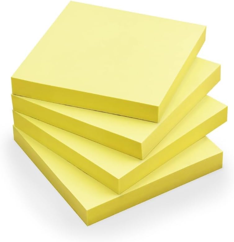 Amazon.com : 4 Pack, 3x3 Self-Sticky Notes, Bright Yellow, 100 Sheets ...