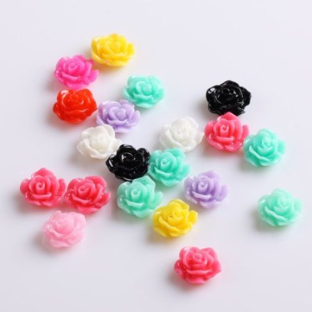 Amazon.com: 20pcs New Colorful Acrylic 3D Rose Flower Slices UV Gel ...