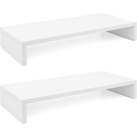 Amazon.com: TEAMIX 2 Pack White Monitor Stand Riser-20 inch, Wood ...