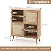 TANGZON Storage Cabinet, Wooden Kitchen Sideboard with Rattan Doors ...