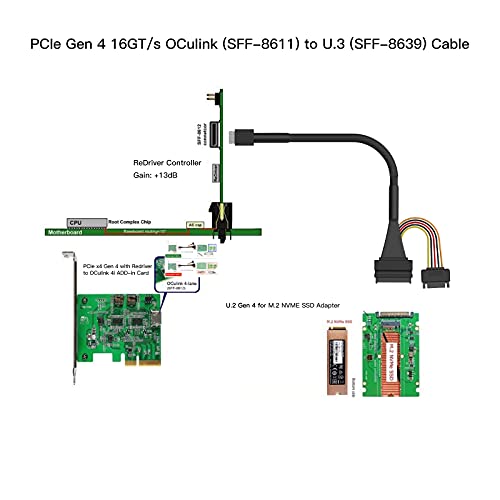 WORDIMA Gen 4 Oculink (SFF-8611) vers PCIe SFF-8639 U.2 NVMe avec ...