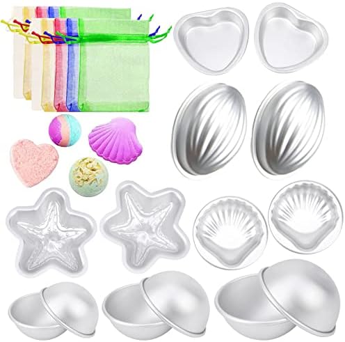 14Pcs Bath Bomb Moulds, DIY Fizzies Bomb Mold in 7 Shape Hemisphere ...