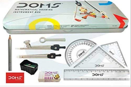 HAPPYMAA Doms Geometry Box, 1 Compass, 1 Set Square 45 Deg, 1Set Square ...