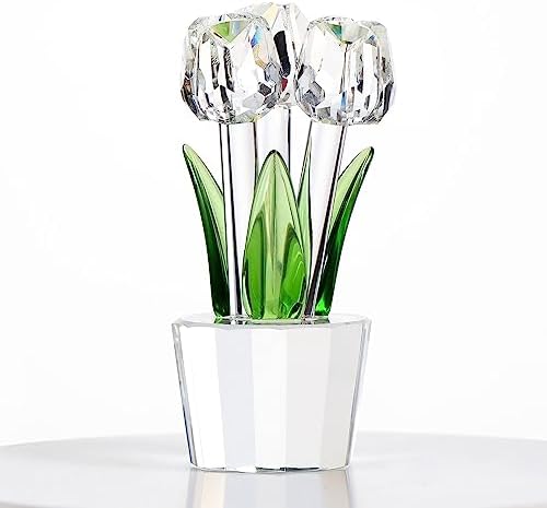 Amazon.com: Movdyka Tulips Glass Flowers Figurines Crystal Decor ...
