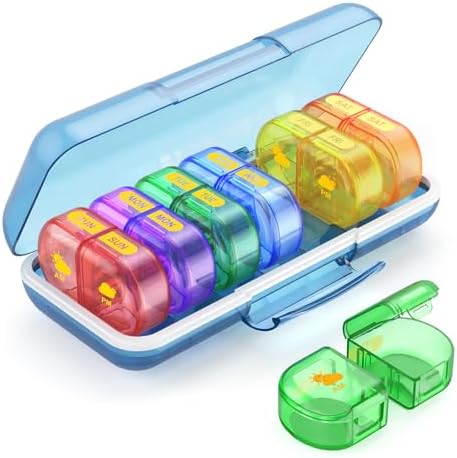 Amazon.com: Weekly Pill Organizer 2 Times a Day, KOVIUU Large Travel ...