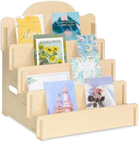Amazon.com: Kathfly Rotating Display Stand 3 Tier Wood Greeting Card ...