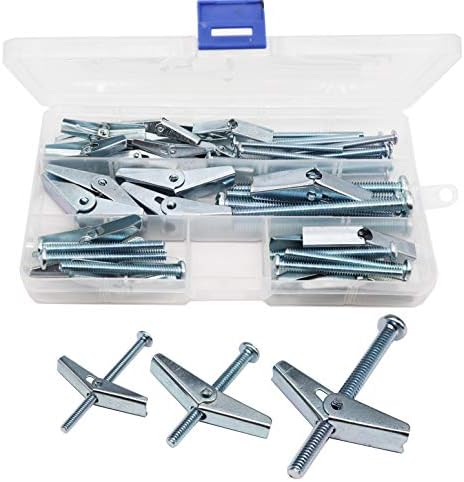 Swpeet Assorted 24 Pcs Toggle Bolt and Wing Nut for Hanging Heavy Items ...