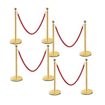 Red Carpet Poles and Ropes Set: 8pcs 37in Gold Stanchion Posts & 4pcs ...