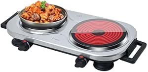 Amazon.com: Davivy Electric Countertop Double Burner, 600W+1200W ...