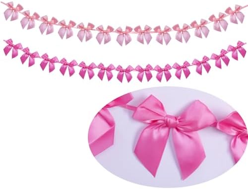 Amazon.com: JeVenis Pink Garland Pink Bow Ribbon Banner Coquette ...