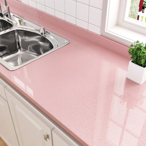 HotDecor Shiny Pink Peel and Stick Wallpaper Glossy Contact Paper for ...