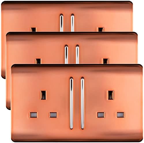 Trendi Artistic Modern 2 Gang 13 Amp Long Switched Plug Socket Copper ...