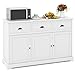 DORTALA Kitchen Buffet Sideboard, Wood Storage Cabinet with 3 Drawers ...