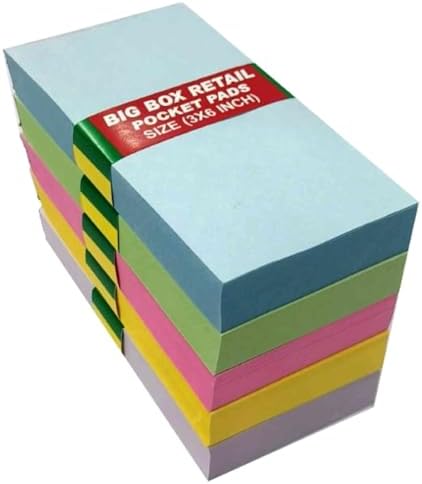 BIG BOX RETAIL Writing Notepad Pocket Size 3 x 6Inch Unruled Plain ...