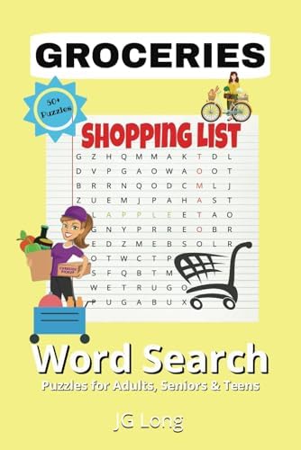 Groceries Word Search Book: Easy to read Print. 6x9 inches, 110 pages ...
