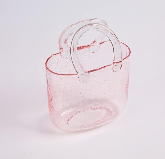 RWUDV Glass Purse Vase for Flowers Pink Glass Bag Vase with Fish Bowl ...