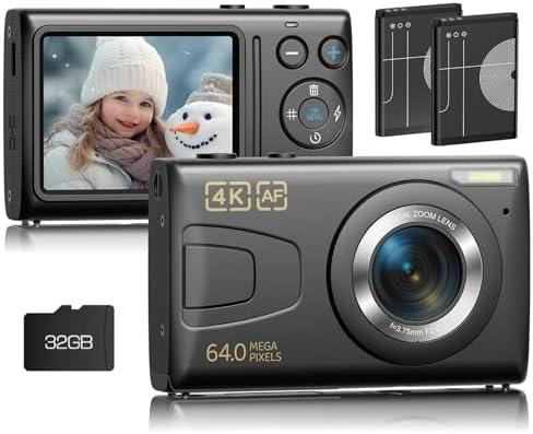 Amazon.com : Digital Camera 4K 64MP Vlogging Camera Autofocus Point and ...