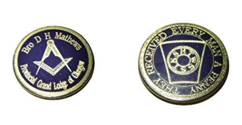 MASONIC FREEMASON TOKEN PENNY UNIQUE GIFT PERSONALISED ENGRAVED WITH ...
