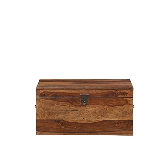 Buy PIPERCRAFTS Solid Wood Sheesham Wood Trunk Box Sandook Storage ...