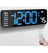 Amazon.com: Digital Wall Clock with Remote Control, Large Display Plug ...