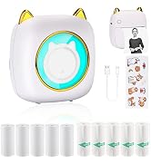 HuiJuKeJi Mini Printer, Portable Printer with Sticker and 10 Rolls of ...