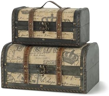 Amazon.com: SLPR Wooden Vintage Suitcases - Set of 2, Retro Luggage ...