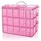 BELLE VOUS 3 Tier Pink Transparent Plastic Stackable Storage Box ...