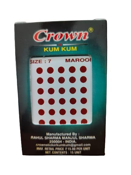 CROWN KUM KUM Round Maroon Color Sticker Bindiya Bindis Spiral Bindi ...