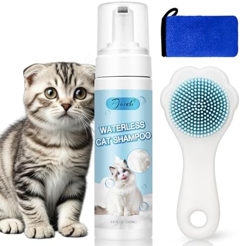 Amazon.com: Pjordo Waterless Cat Shampoo with Brush and Cloth, 6.8 FL ...