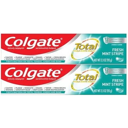 Amazon.com: Colgate Total Toothpaste, Fresh Mint Stripe Gel, 3.3 oz ...