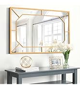 Amazon.com: Autdot 47" x 32" Large Living Room Mirror - Gold Wall Decor ...