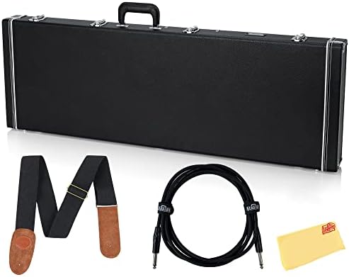 Amazon.com: Gator GW-BASS Deluxe Wood Case for Bass Guitars Bundle with ...