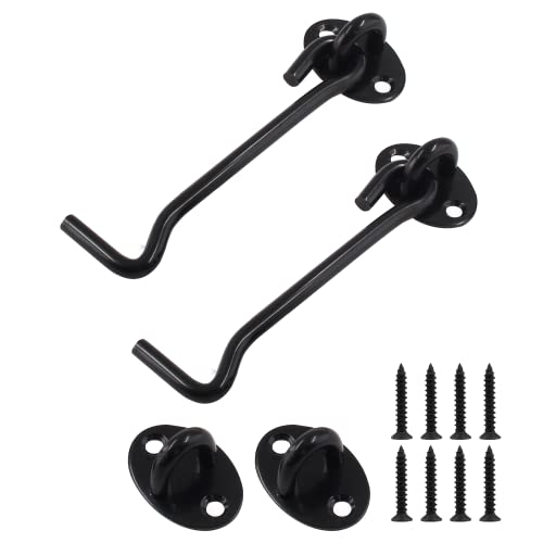 Cjueiom 2pcs Shed Door Hook and Eye Latch Black Latch Hook, 100mm / 4 ...