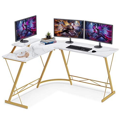 L Shaped Desk Home Office Desk with Round Corner Computer Desk with ...