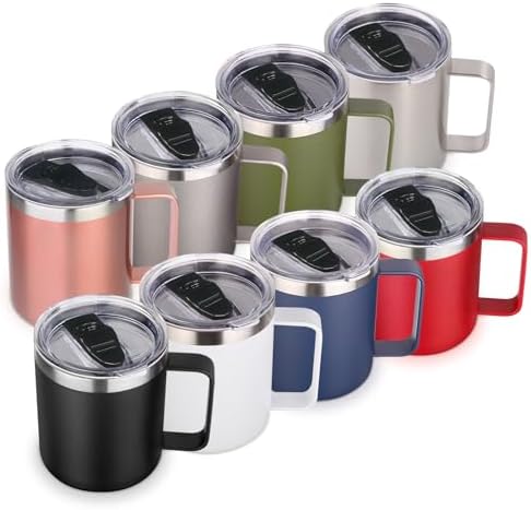 Amazon.com: Suclain 6 Pcs 12oz Insulated Coffee Mug with Handle Bulk Stainless Steel Double Wall ...