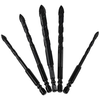 iuniq 4-Edge Cross Drill Bit Set 5PCS Hexagonal Handle Concrete Drill ...
