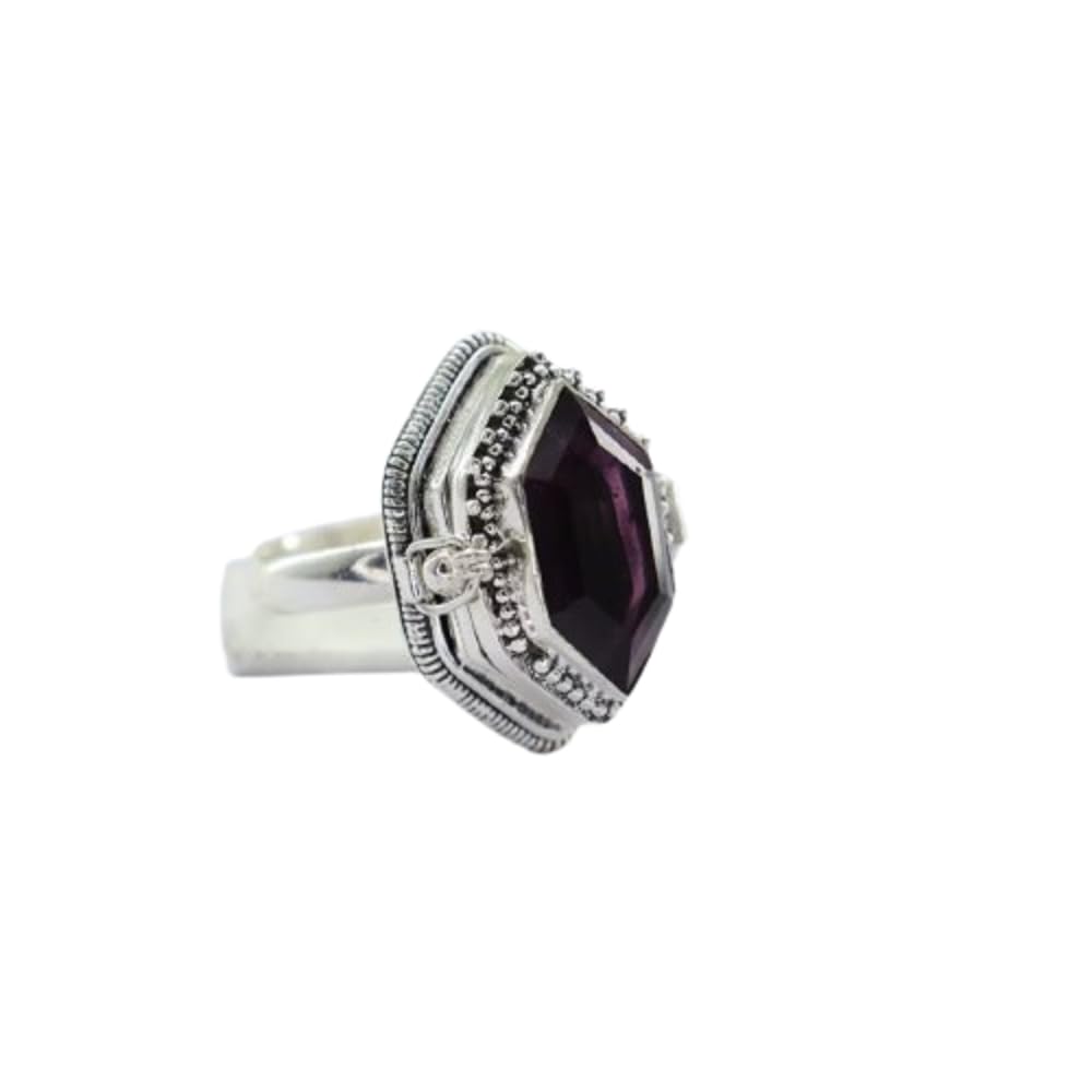 Amazon.com: Vintage Poison Ring|Natural Amethyst|Snuff Ring|Poison Ring ...