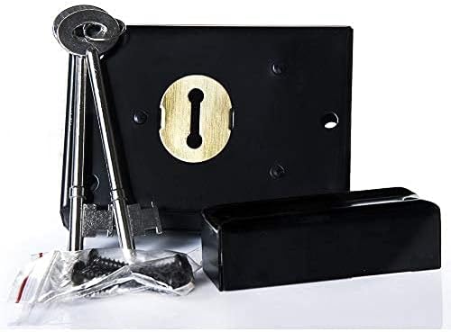 XFORT® Traditional 4” x 3” Rim Press Lock, Surface Mounted Black Rim ...