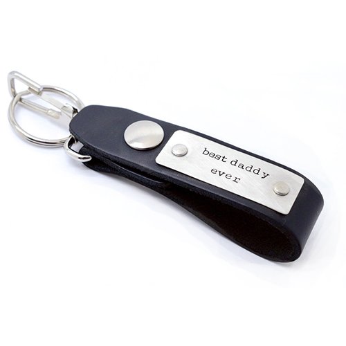Amazon.com: Best Daddy Ever Leather Keychain, Customized Key Fob ...