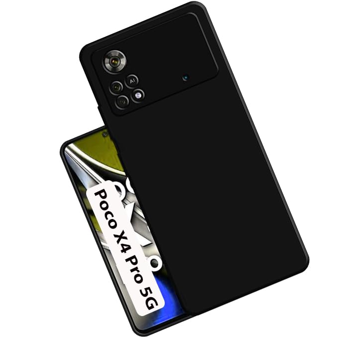 COBIERTAS Black Flexible Silicon Back Cover for Poco X4 Pro 5G Back ...