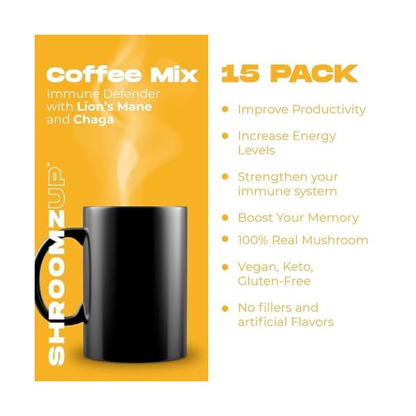 Instant Mushroom Coffee with Lions Mane and Chaga - 15 Pack - Nootropic ...