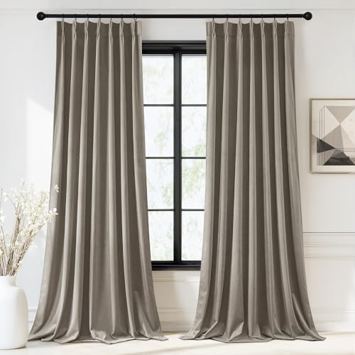 Amazon.com: StangH Velvet Pinch Pleated Curtains for Bedroom, Camel ...