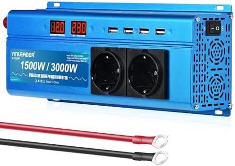 Yinleader Convertisseur 12V 220V Pur Sinus 1500W 3000W Convertisseur de Tension Pur Sinus LED ...